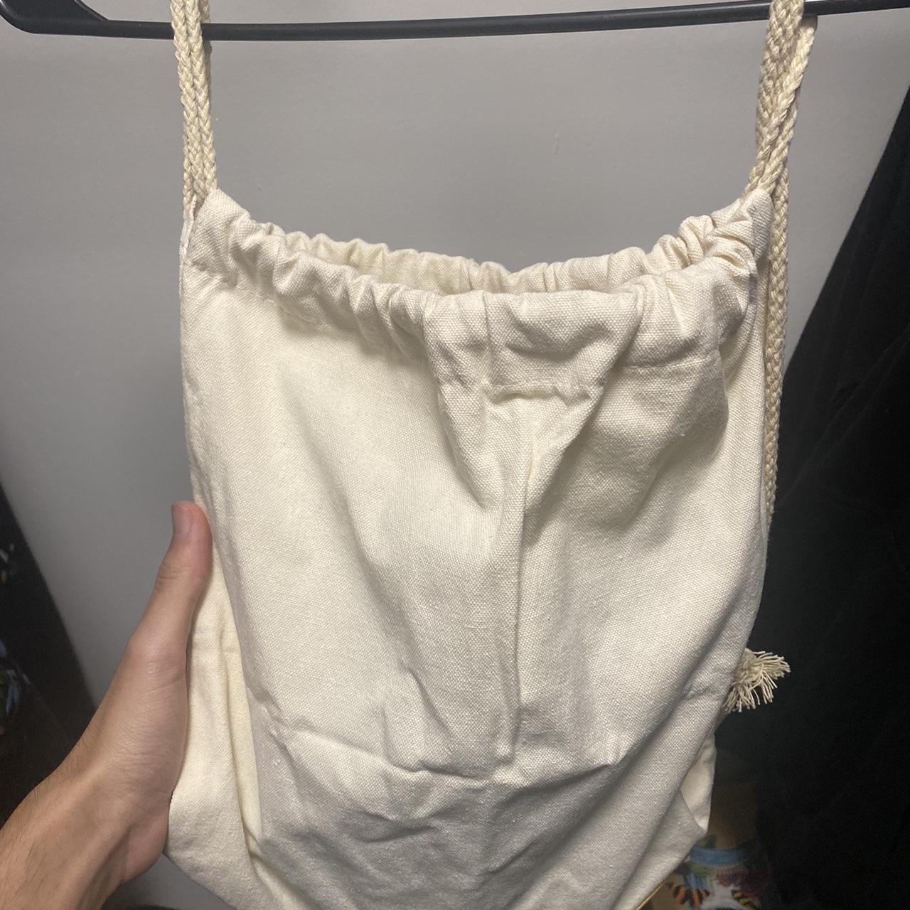 Cream drawstring bag Never used, was a gift #tote... - Depop