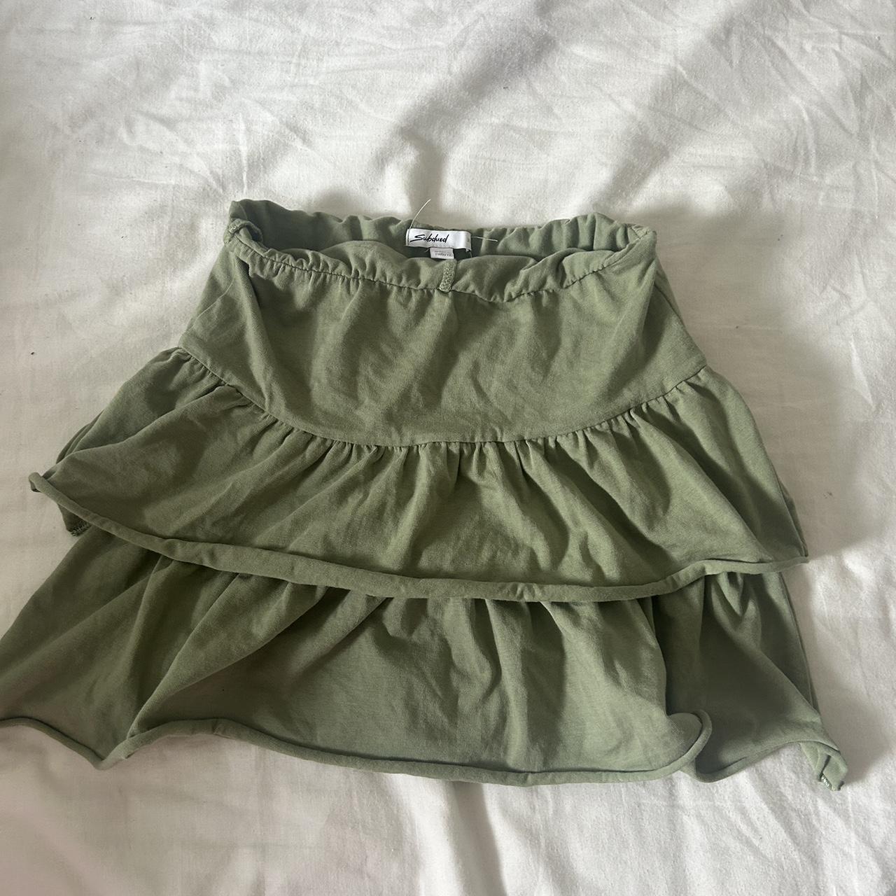 Subdued mini / micro ruffle skirt size xs but fit... - Depop