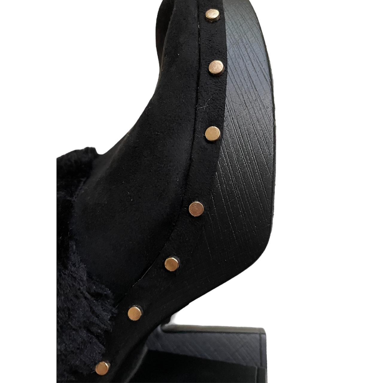 Faux fur clogs with metal grommets. Women’s size 42... - Depop