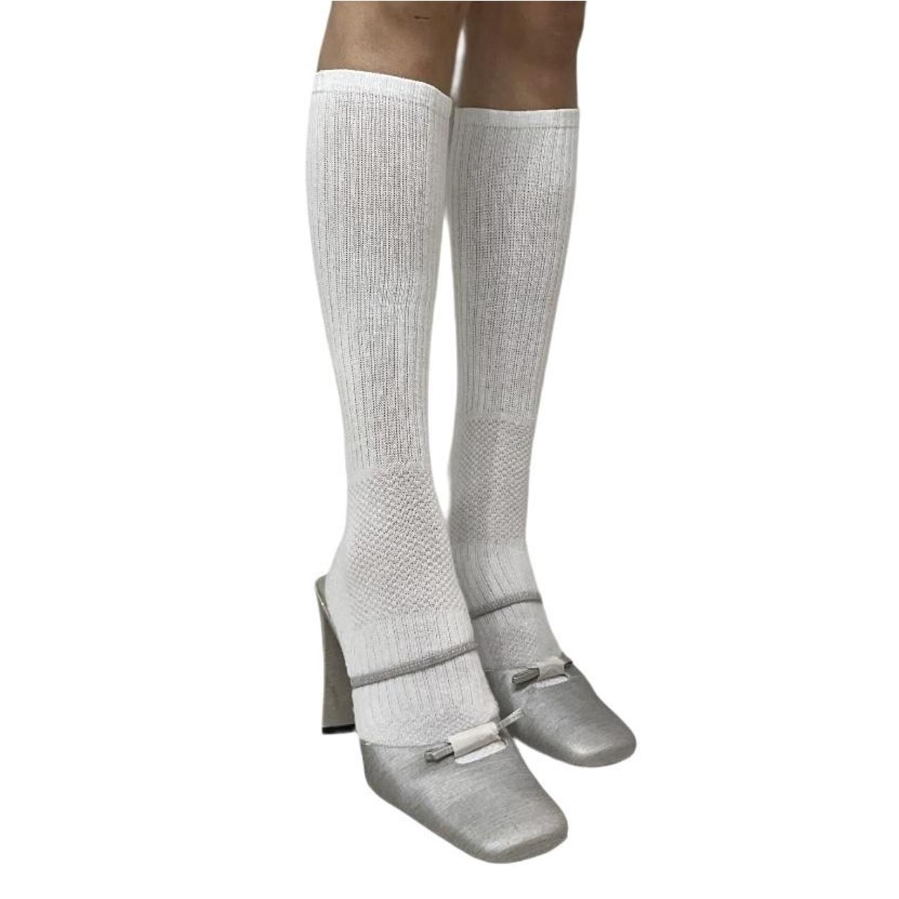 Silver square toe pumps, brand new deadstock. Size 9... - Depop