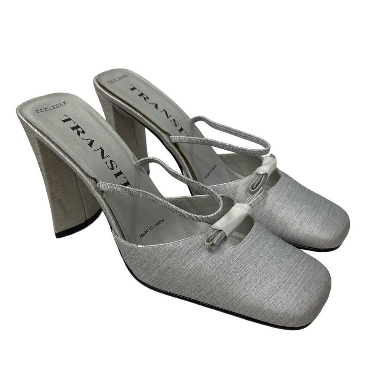 Silver square toe pumps, brand new deadstock. Size 9... - Depop