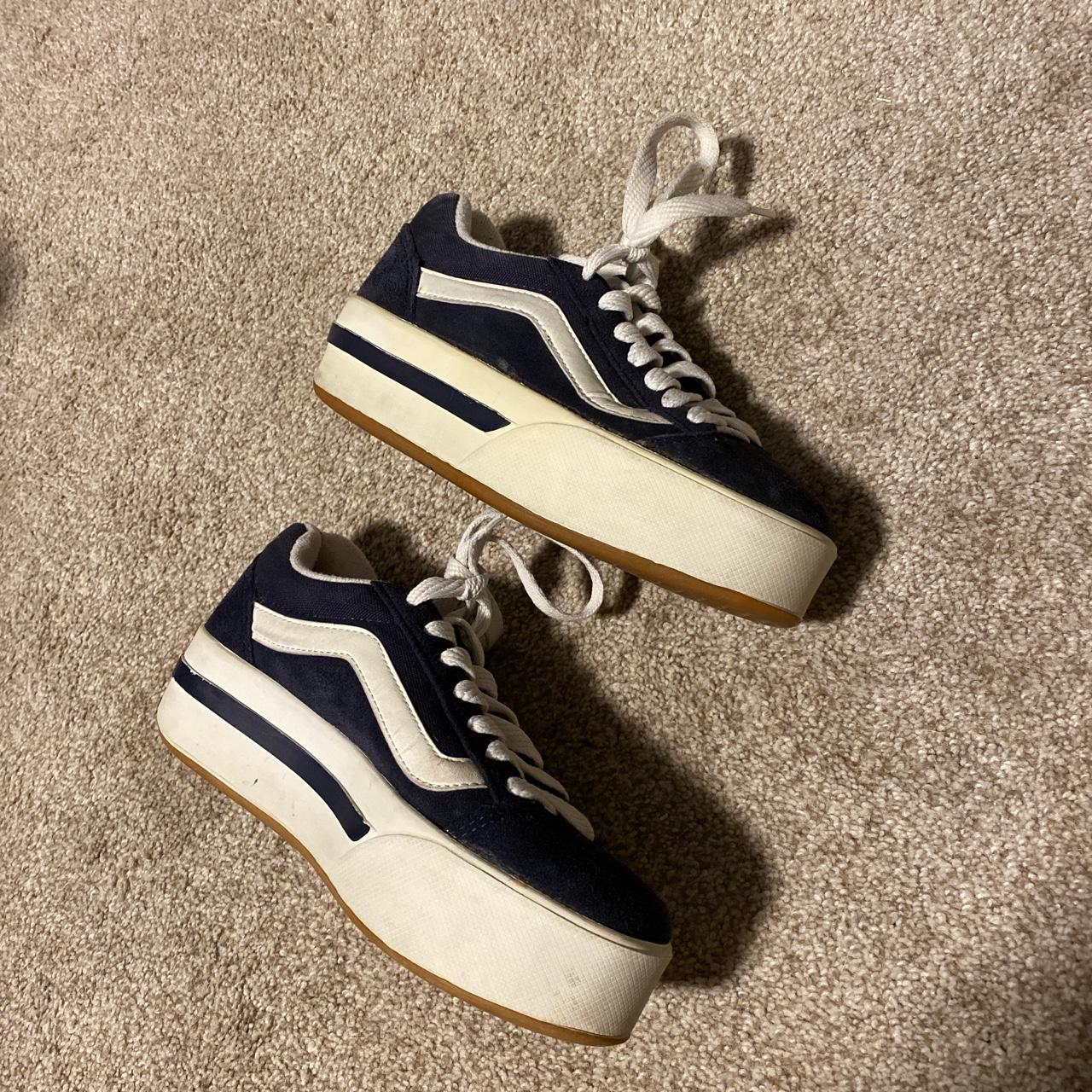 💕PRE-LOVED 90’s NAVY BLUE COLORED PLATFORM VANS💕 💕I... - Depop