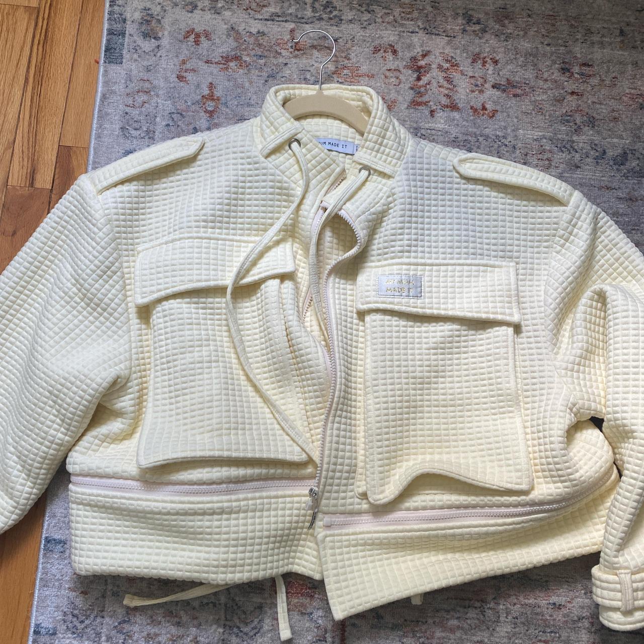 My mum made it jacket beautiful heavy quilted fabric... - Depop