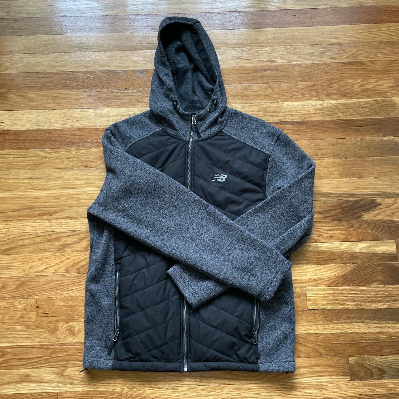 New Balance NB athletic gray & black hooded jacket.... - Depop