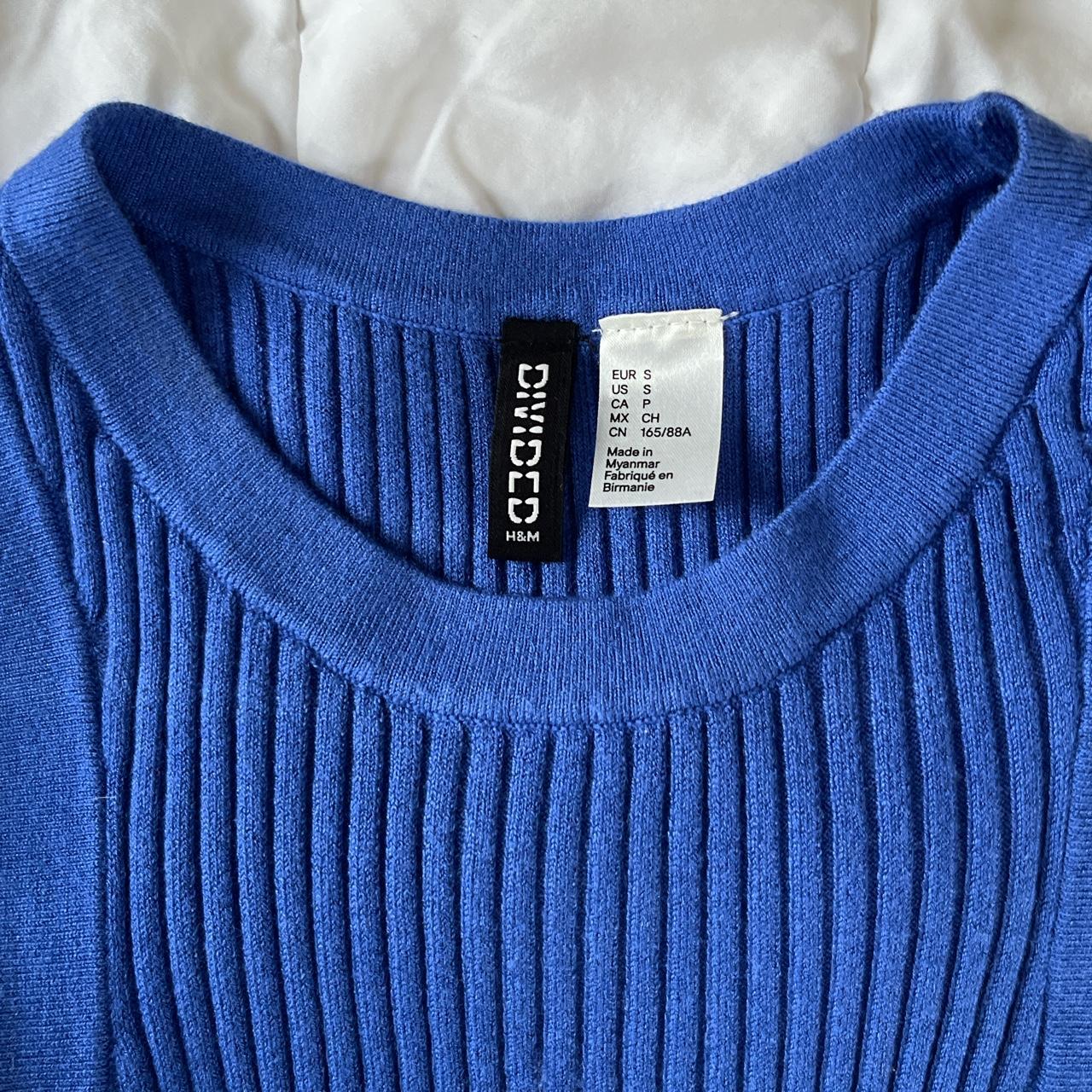 H&M soft ribbed tank in blue Size S Small nick... - Depop