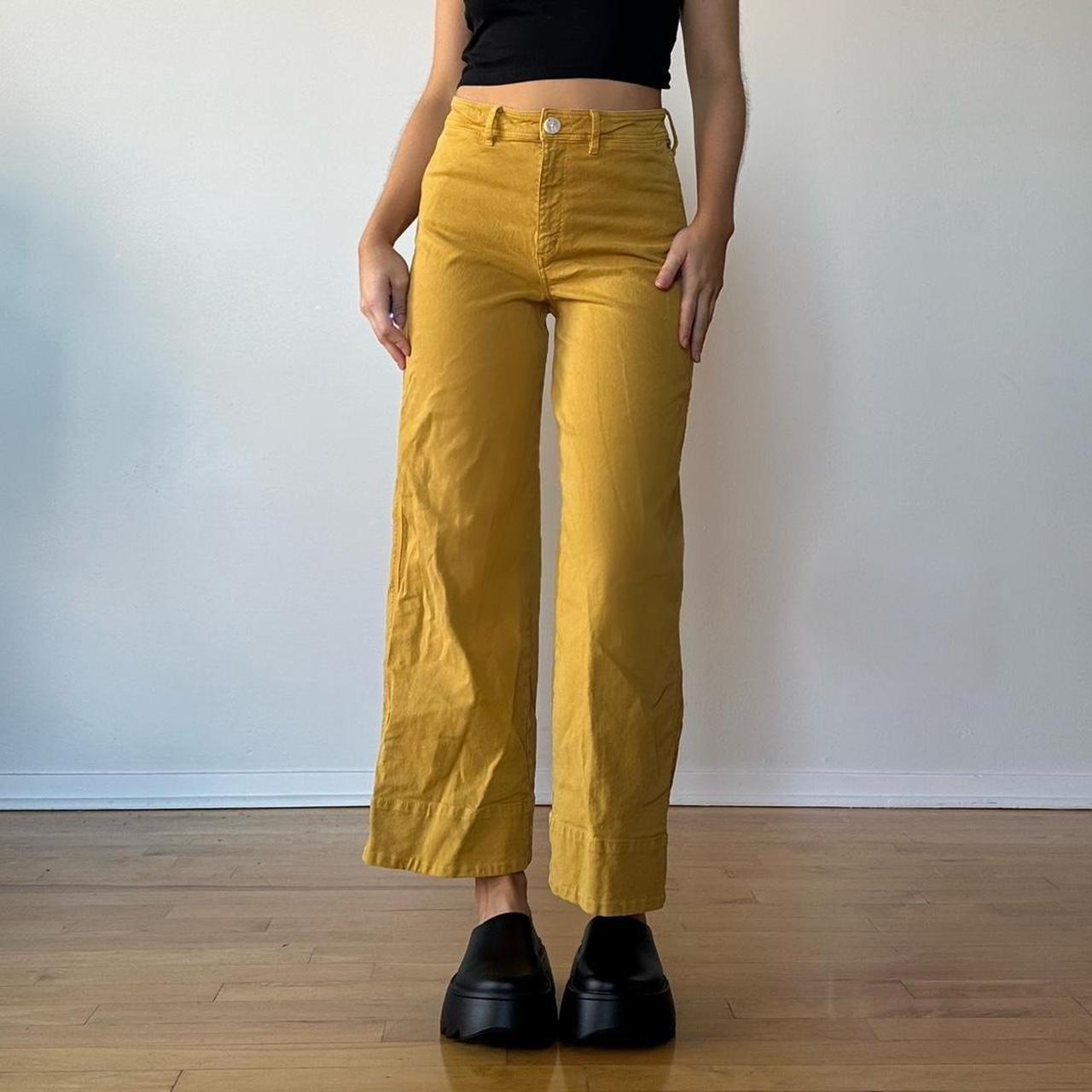 Wide leg pants. Mustard yellow. High waisted. Such... - Depop