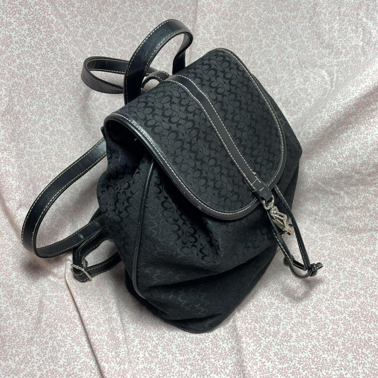 vintage y2k black CC logo knapsack backpack - good... - Depop