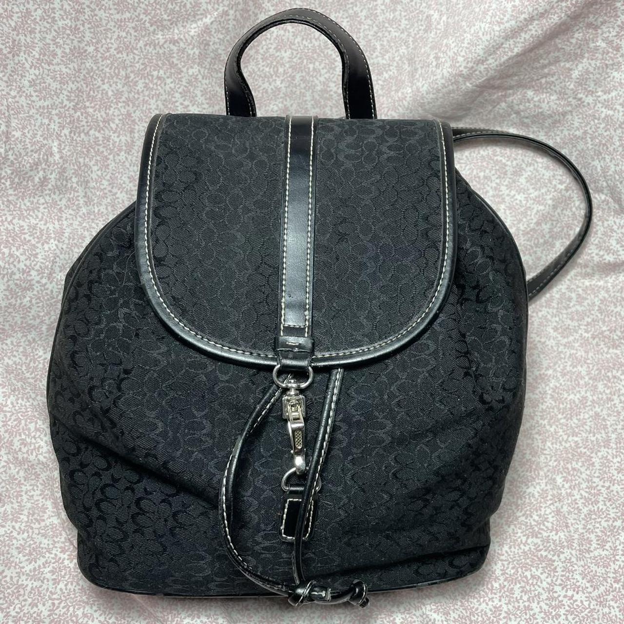 vintage y2k black CC logo knapsack backpack - good... - Depop