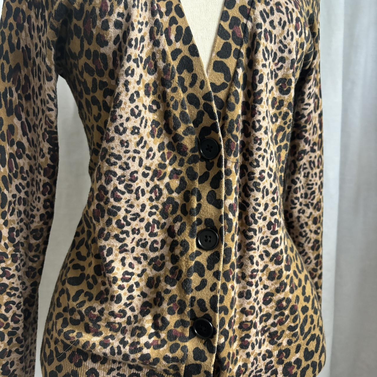 y2k talbots leopard animal print sweater with big... | Depop