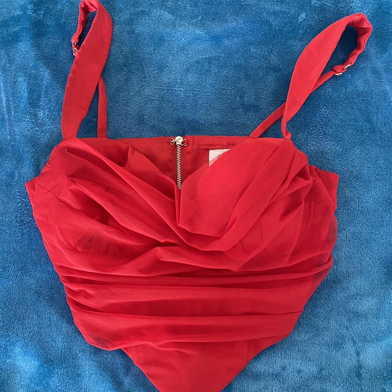Red corset top with zipper in the back. Gorgeous on.... - Depop