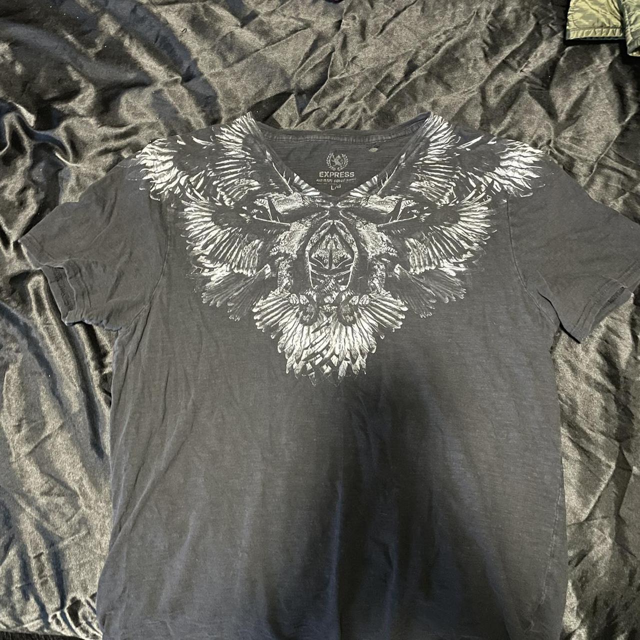 y2k express men crow v-neck top size large hole as... - Depop