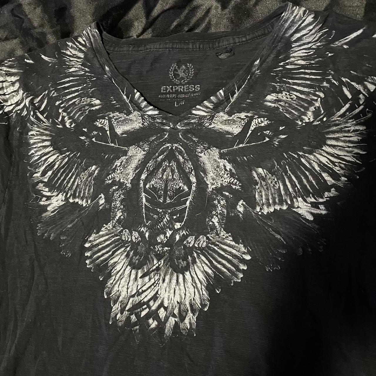 y2k express men crow v-neck top size large hole as... - Depop