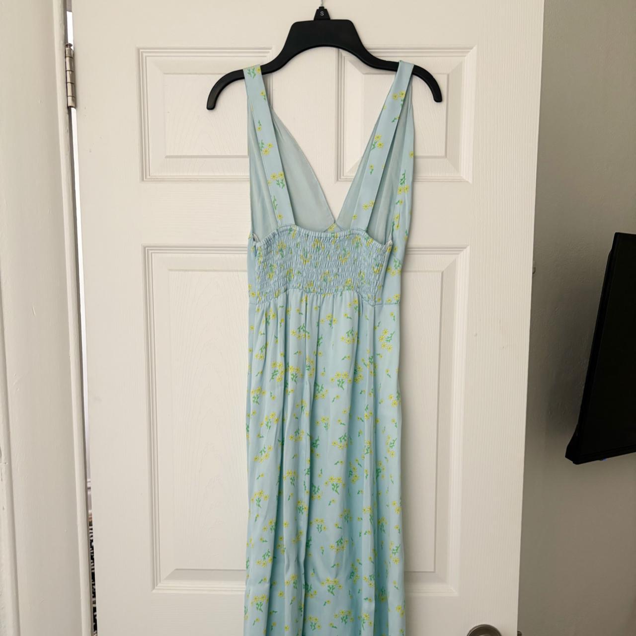 Faithfull the brand light blue with yellow floral... - Depop