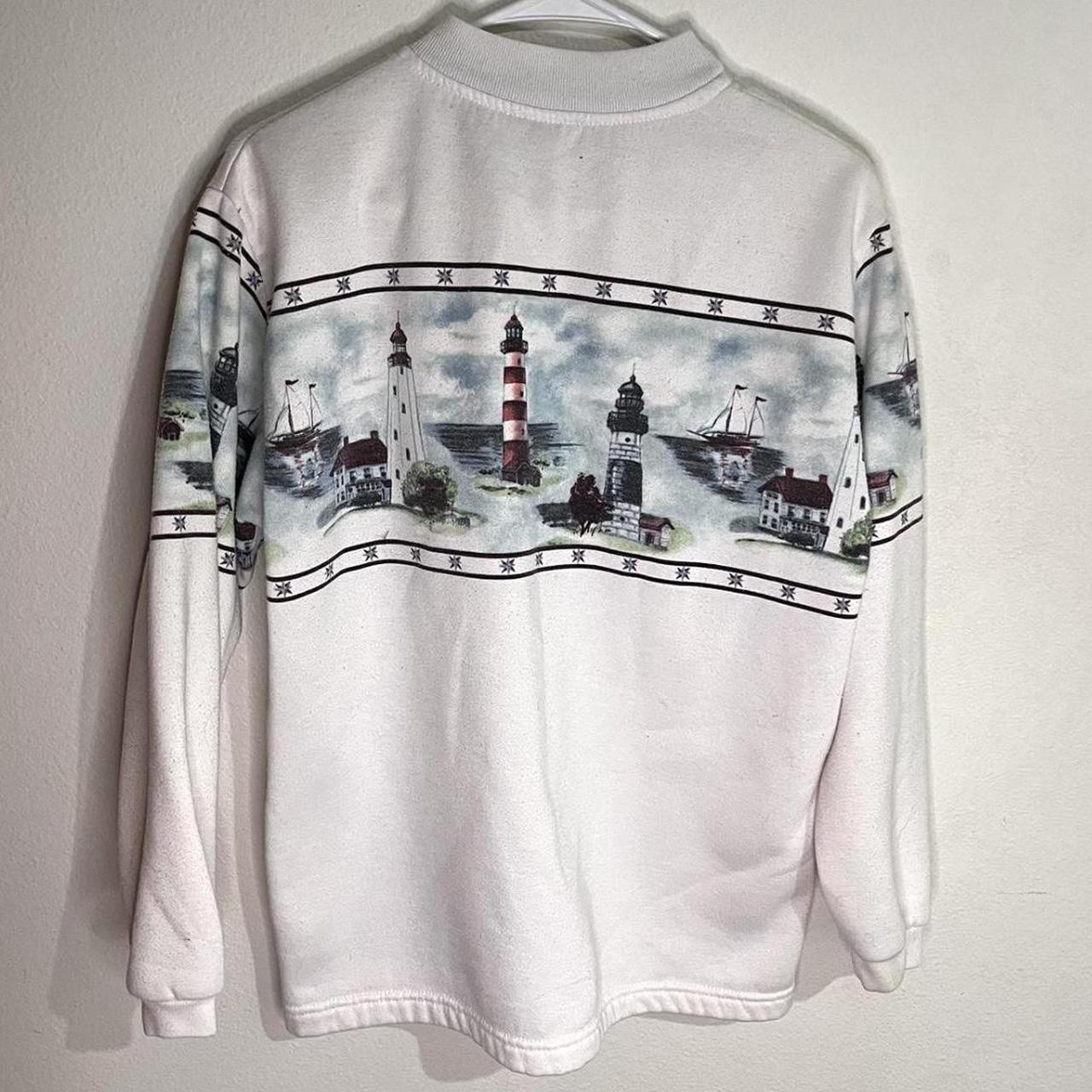 Vintage 90s Women’s Lighthouse Cardigan Sweater Art... - Depop