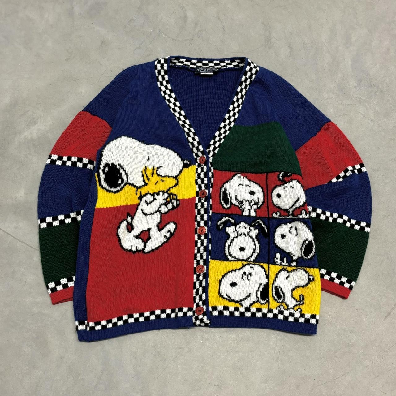 Vintage 90s Snoopy & Friends Cardigan Sweater Size... - Depop