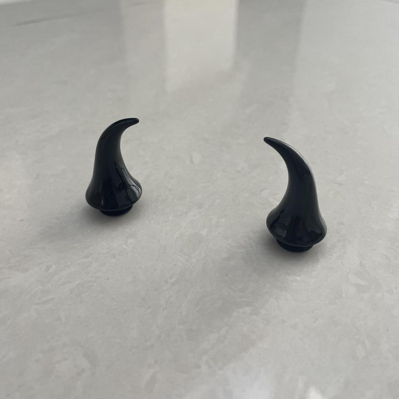 Pair of black devil horn jibbitz for crocs, brand... | Depop