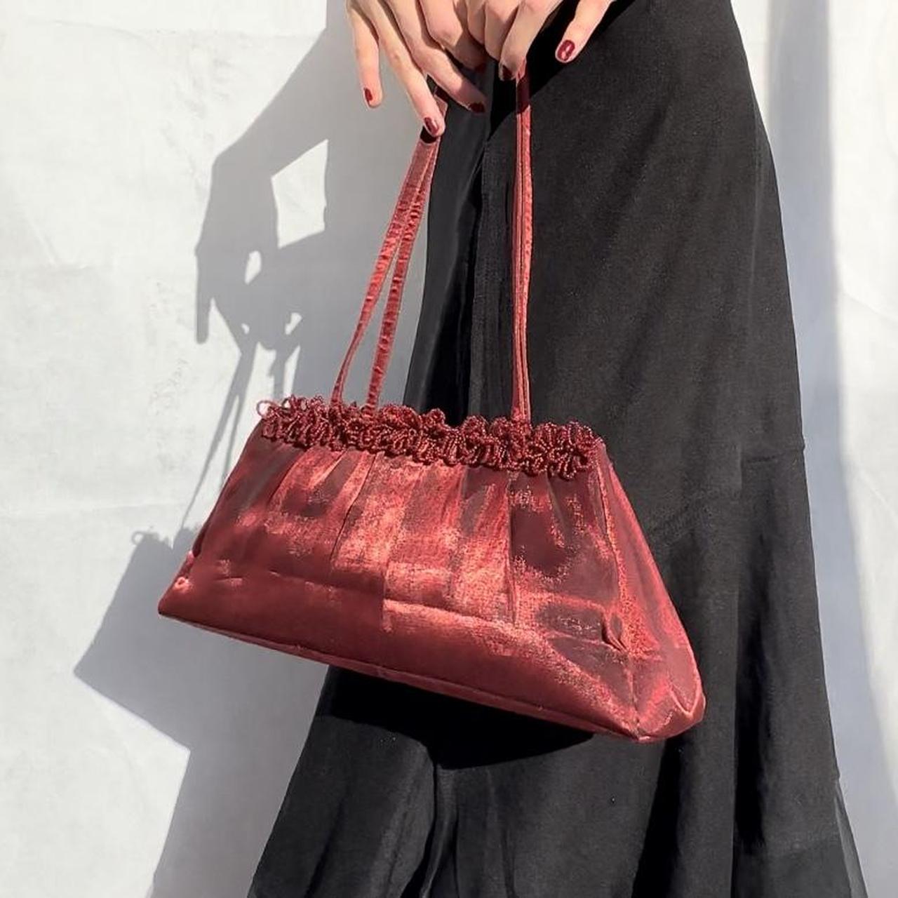 Hand beaded embroidered evening bag red Brand... - Depop