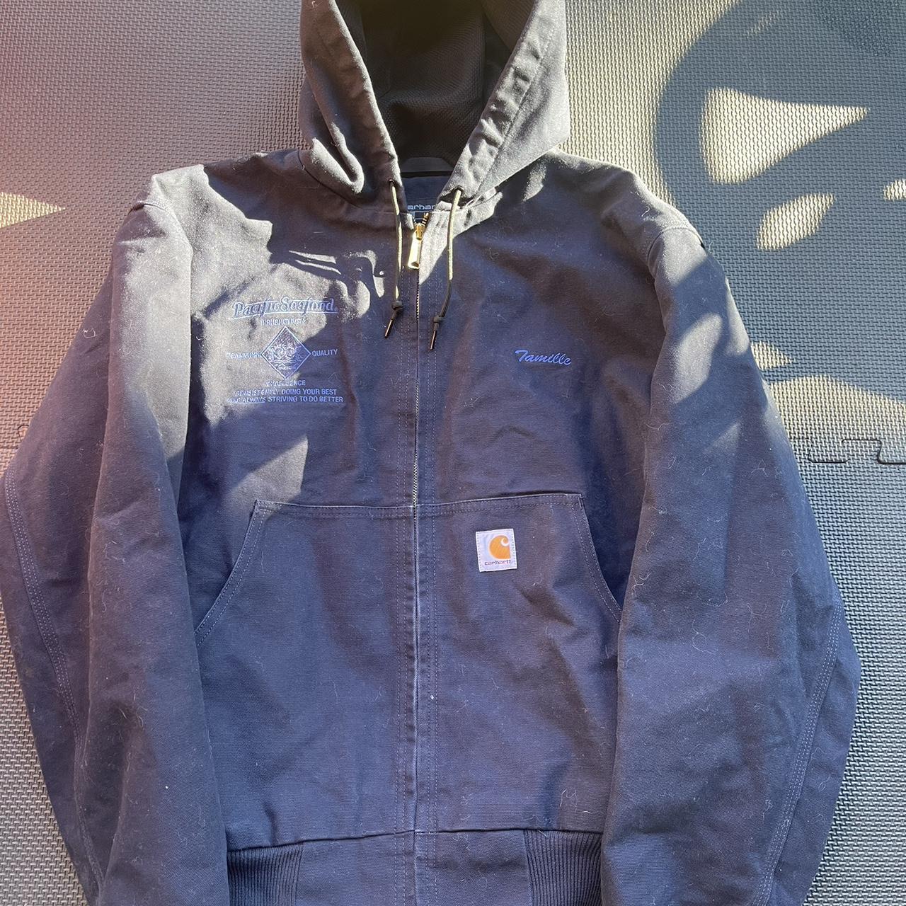 large navy blue carhartt jacket - Depop