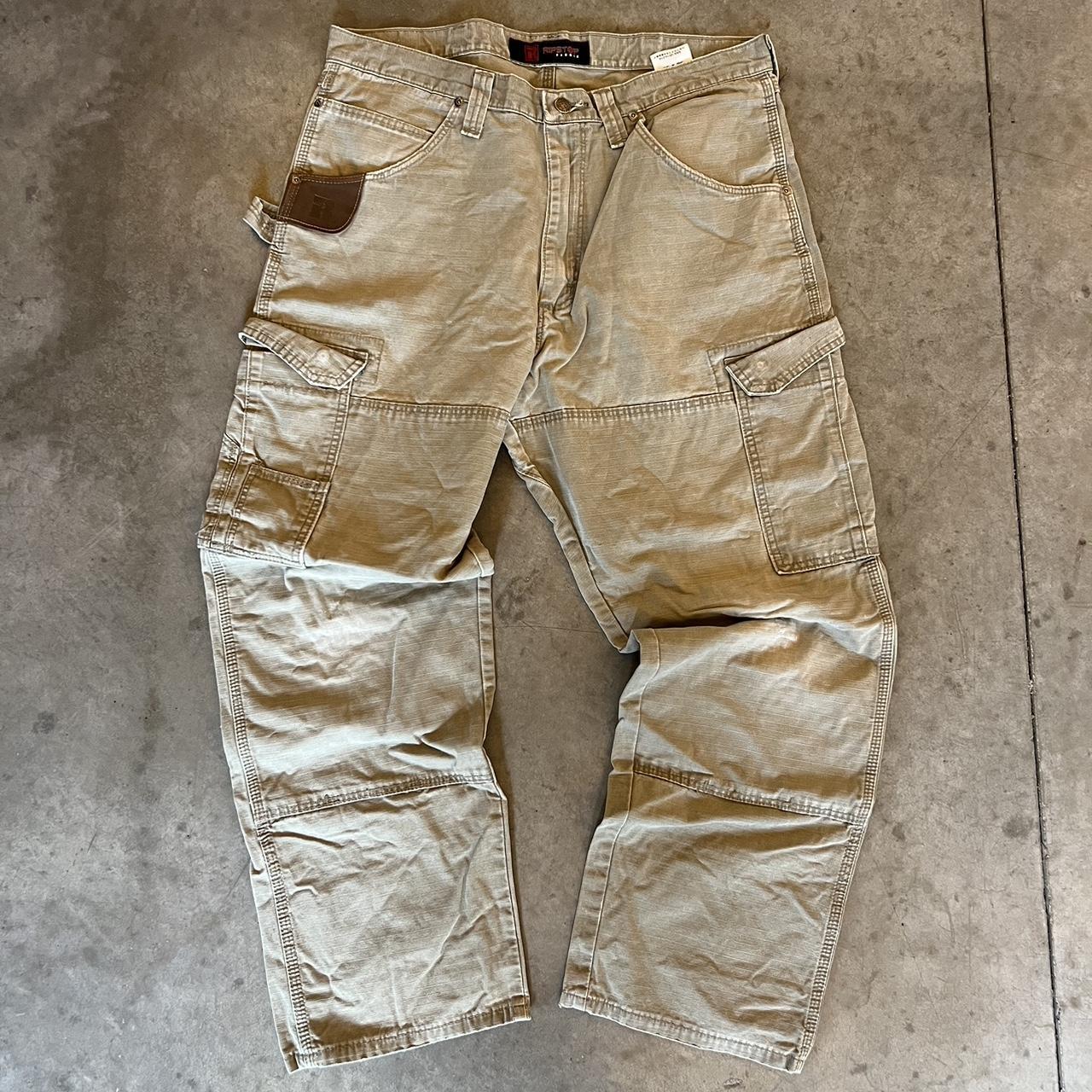 Tan Wrangler x Riggs Rip Stop Cargo Pants 36x30... - Depop