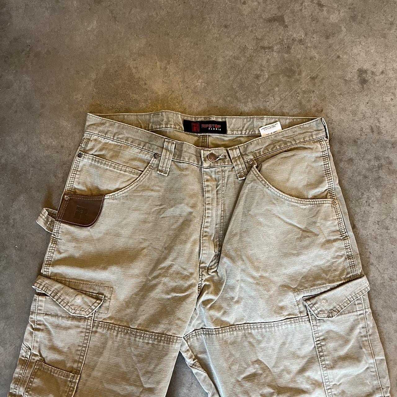 Tan Wrangler x Riggs Rip Stop Cargo Pants 36x30... - Depop