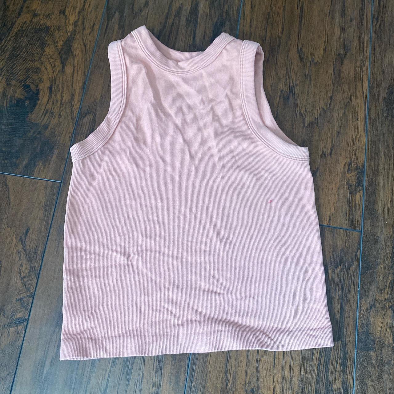 Pink high neck long tank, pink stain fits M/L - Depop