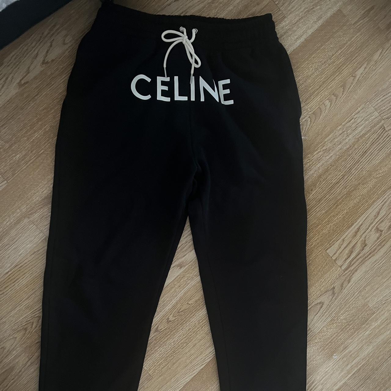 CELINE Men's Black and White Joggers-tracksuits | Depop