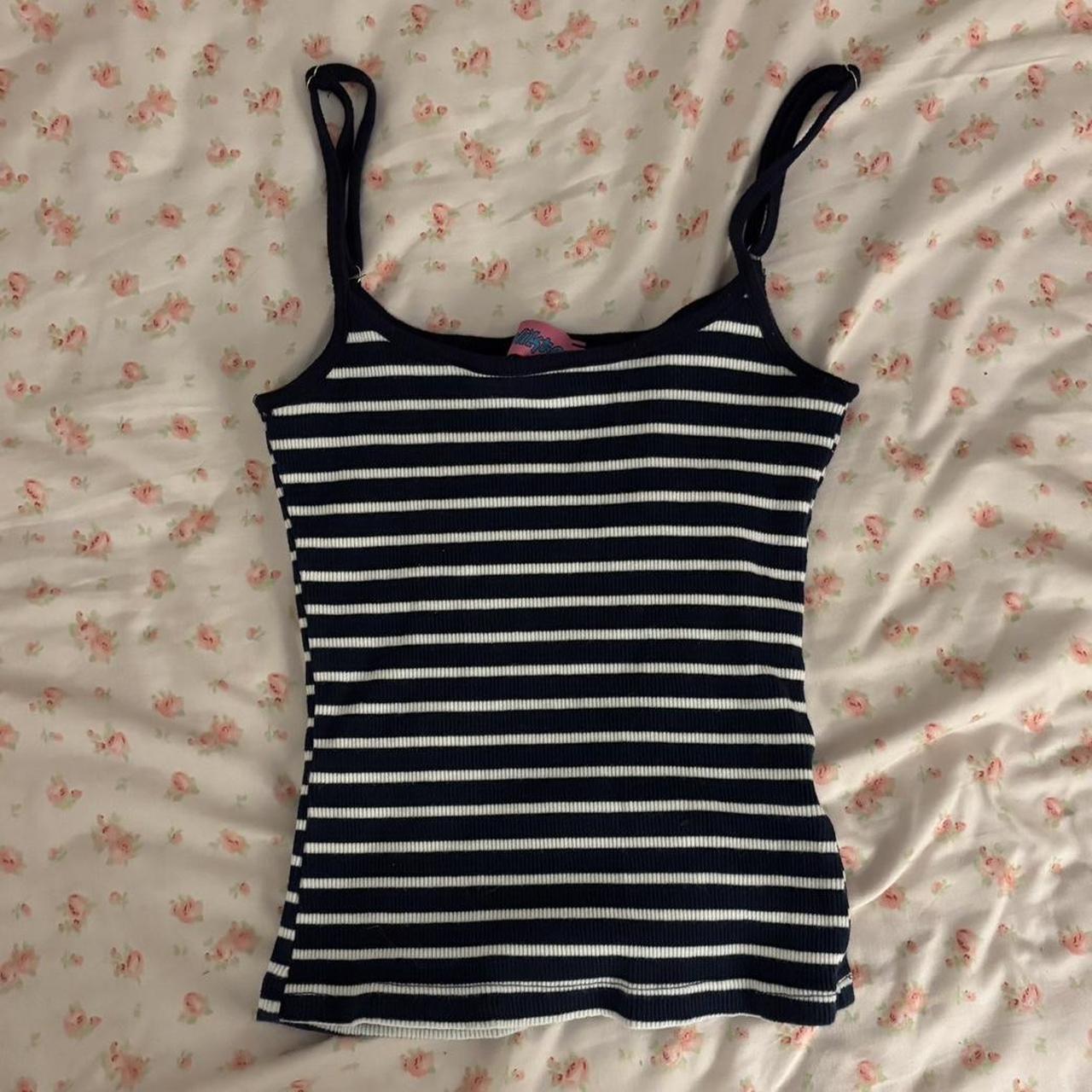 Navy and white striped edikted tank size xs | Depop
