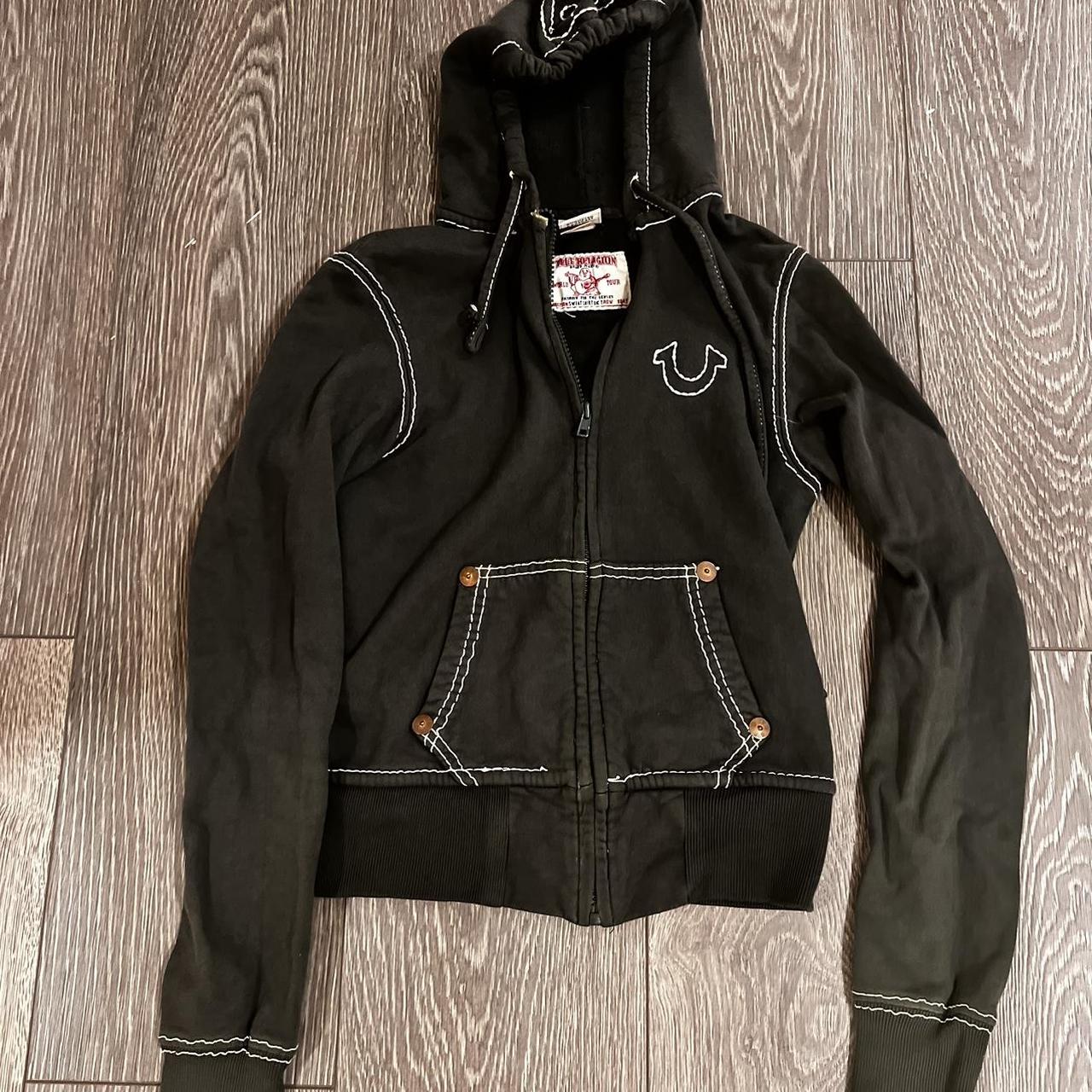 Women’s true religion jacket olive green - Depop