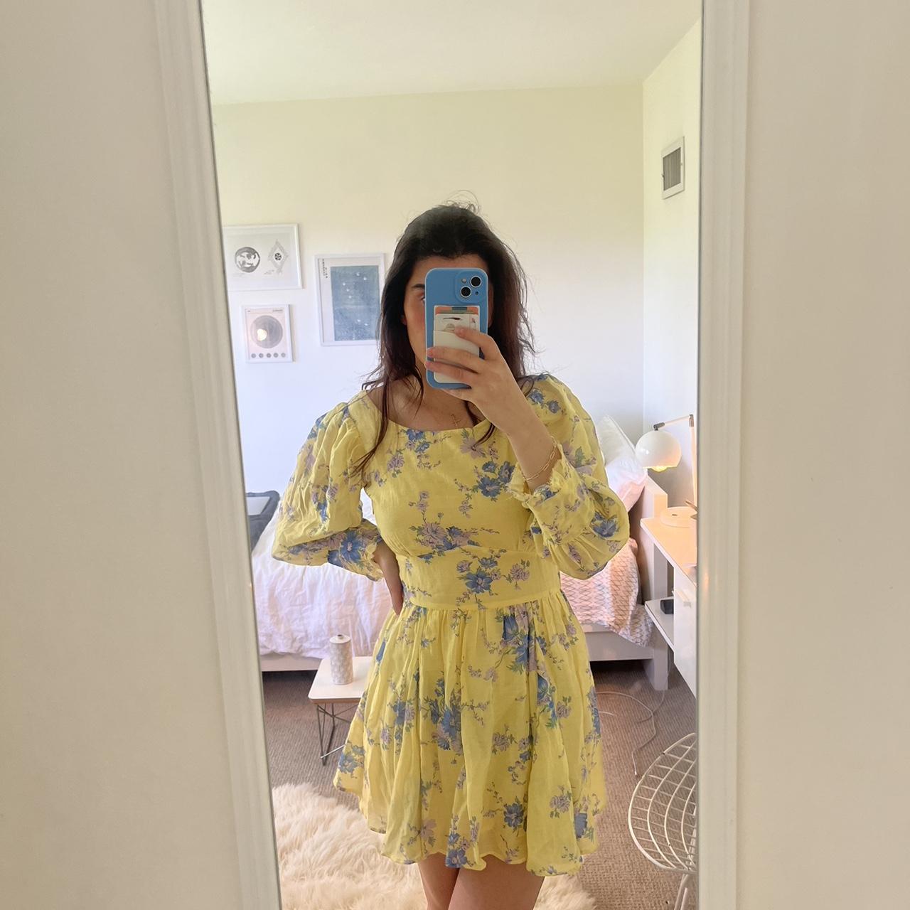 Yellow floral love shack fancy dress -worn a few... | Depop