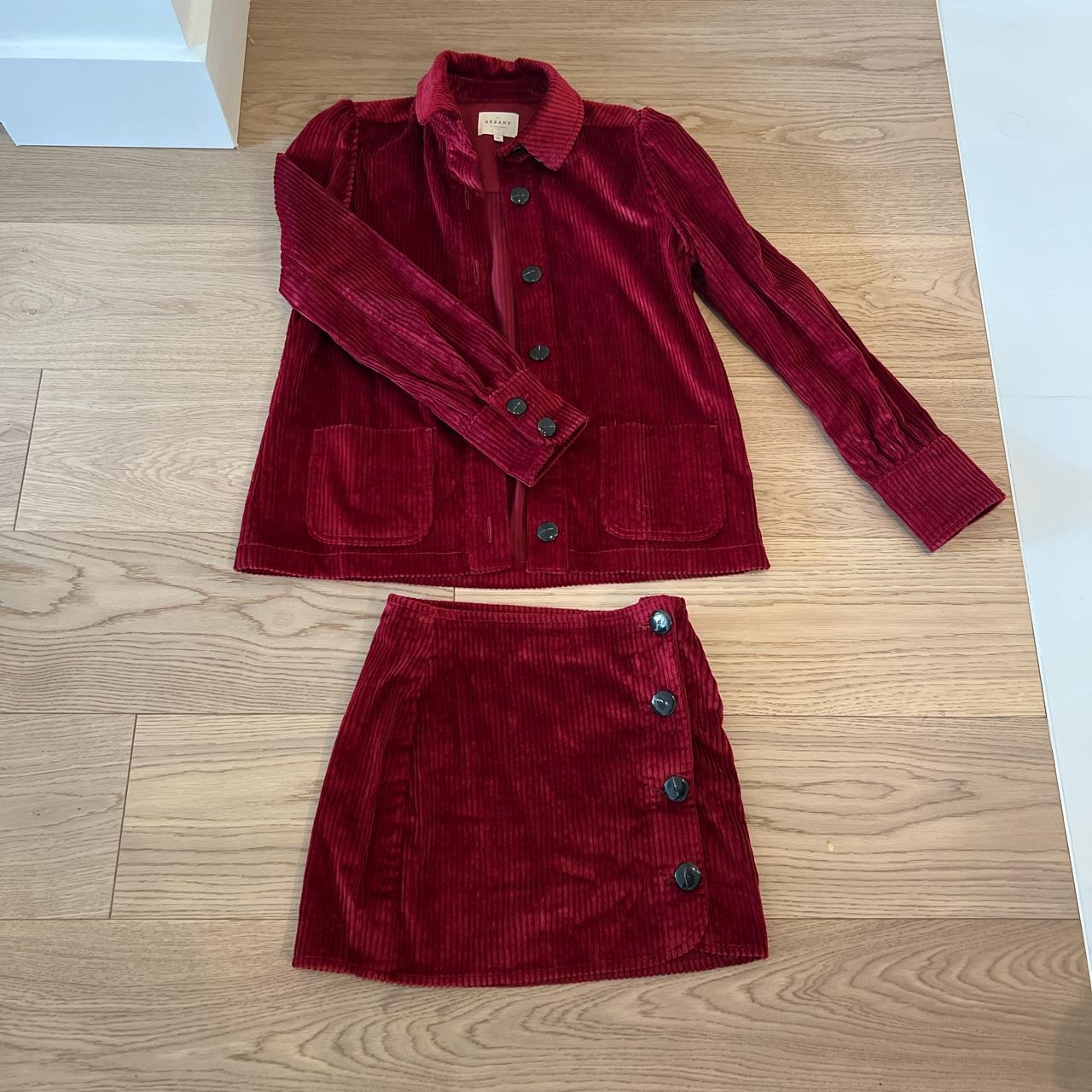 Sézane Women's Red and Burgundy Suit | Depop