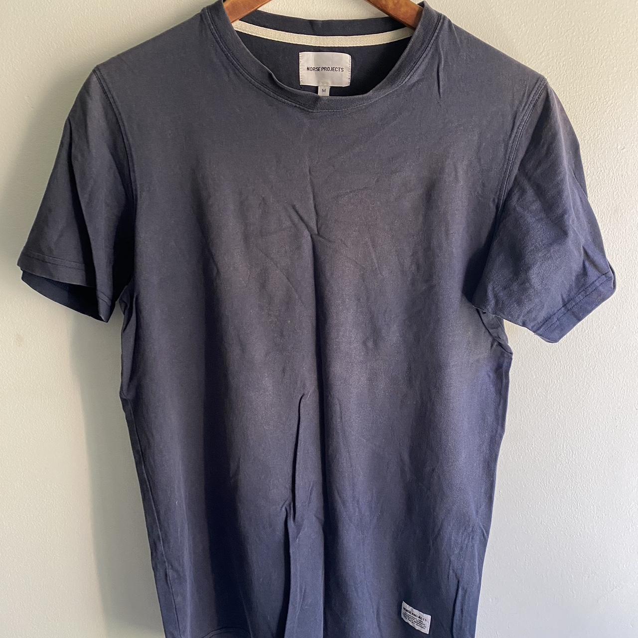 Norse Project navy blue tee. Medium but a tight fit... - Depop