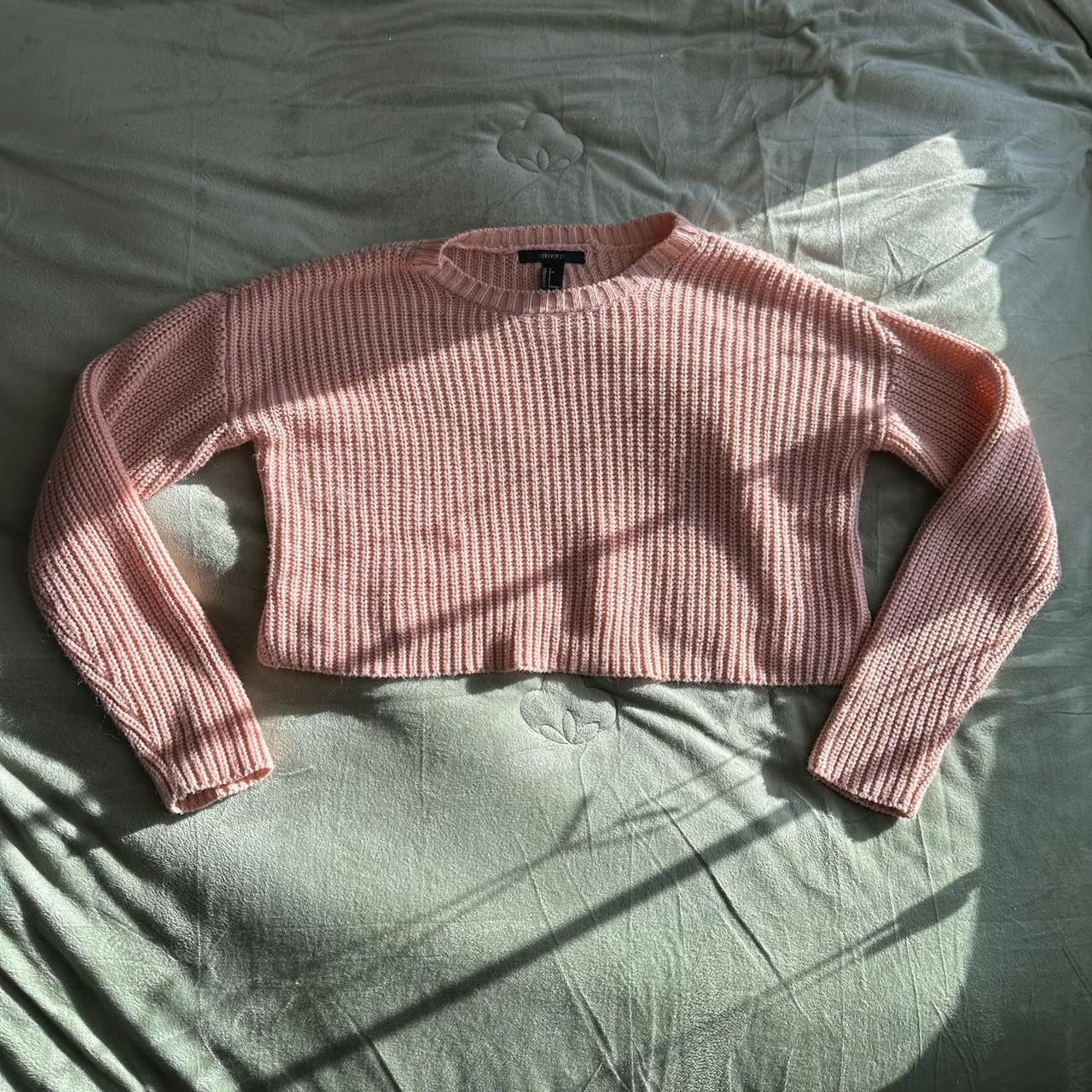 Pink cropped sweater 🦩 ⚫️ cropped knitted sweater ⚫️... - Depop