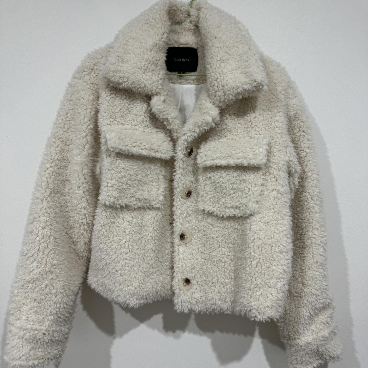 Glassons white teddy jacket - super cute and warm... - Depop