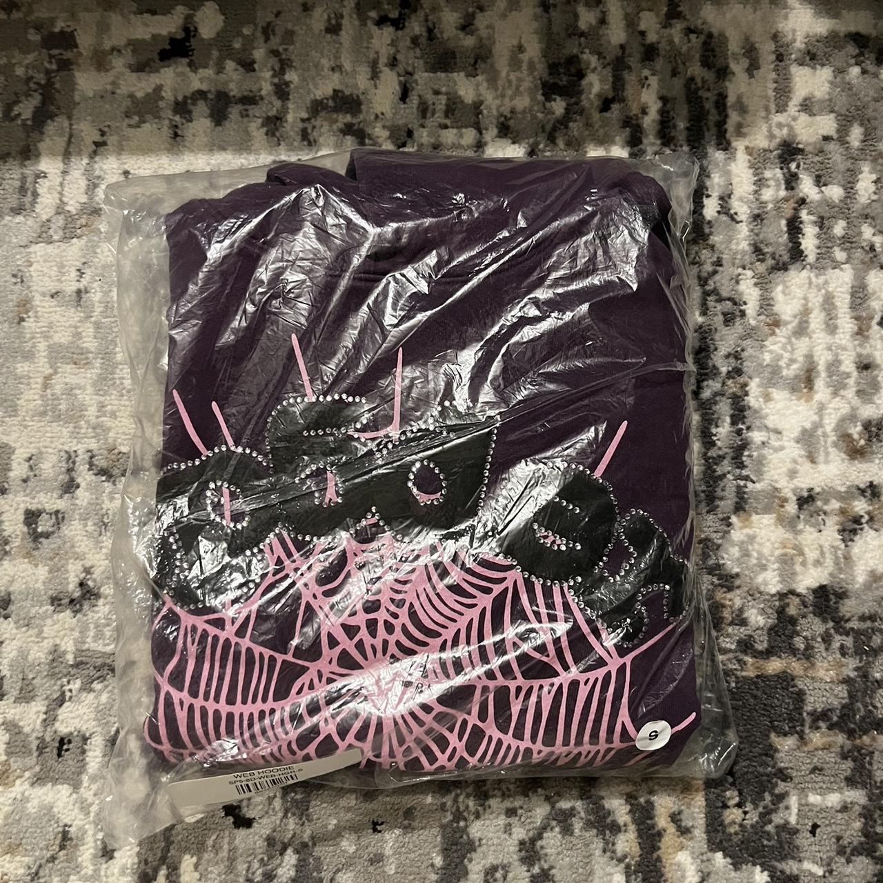 Purple Sp5der rhinestone web hoodie Authentic ... - Depop