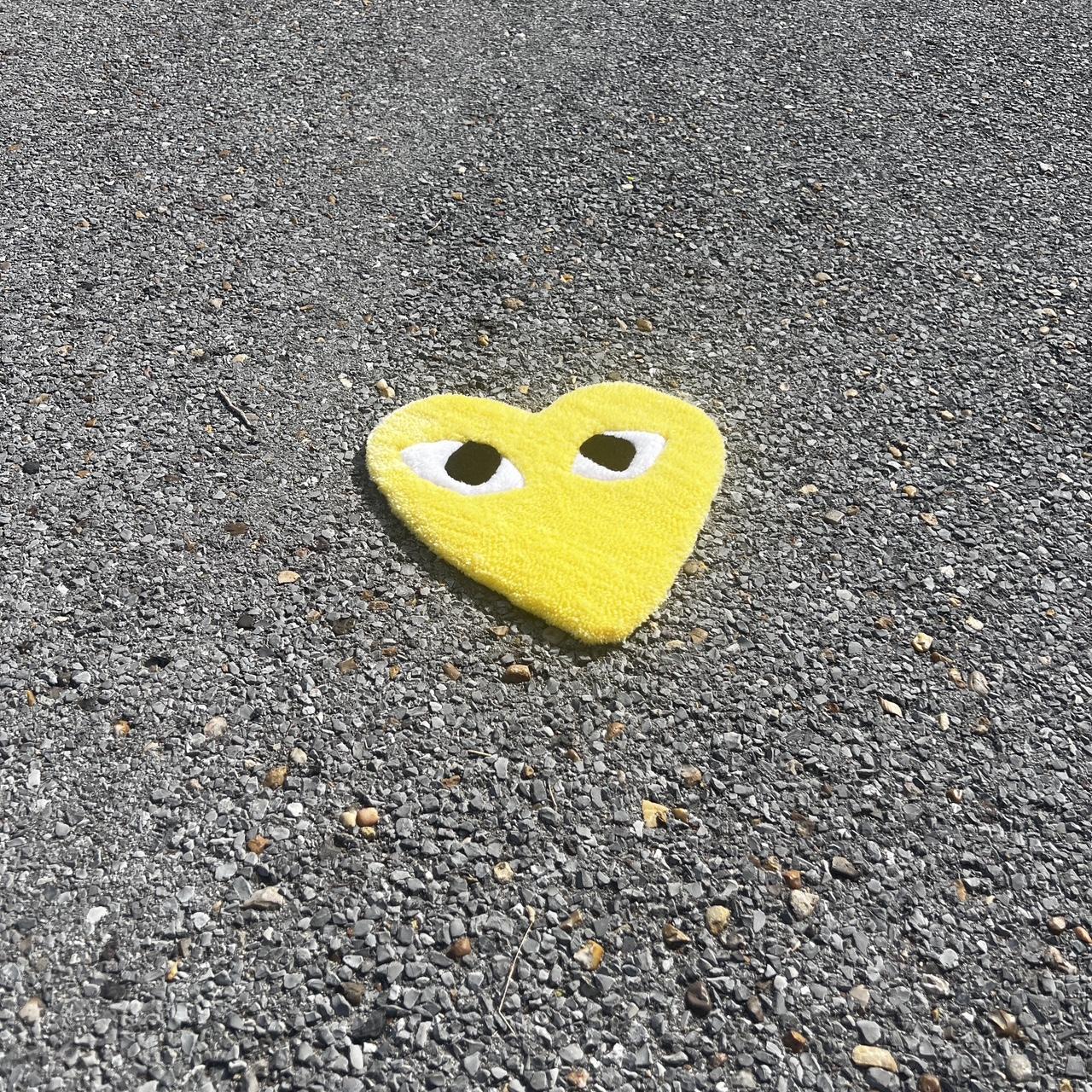 Made this yellow cdg rug that is 1ft by 1ft, tufted... - Depop