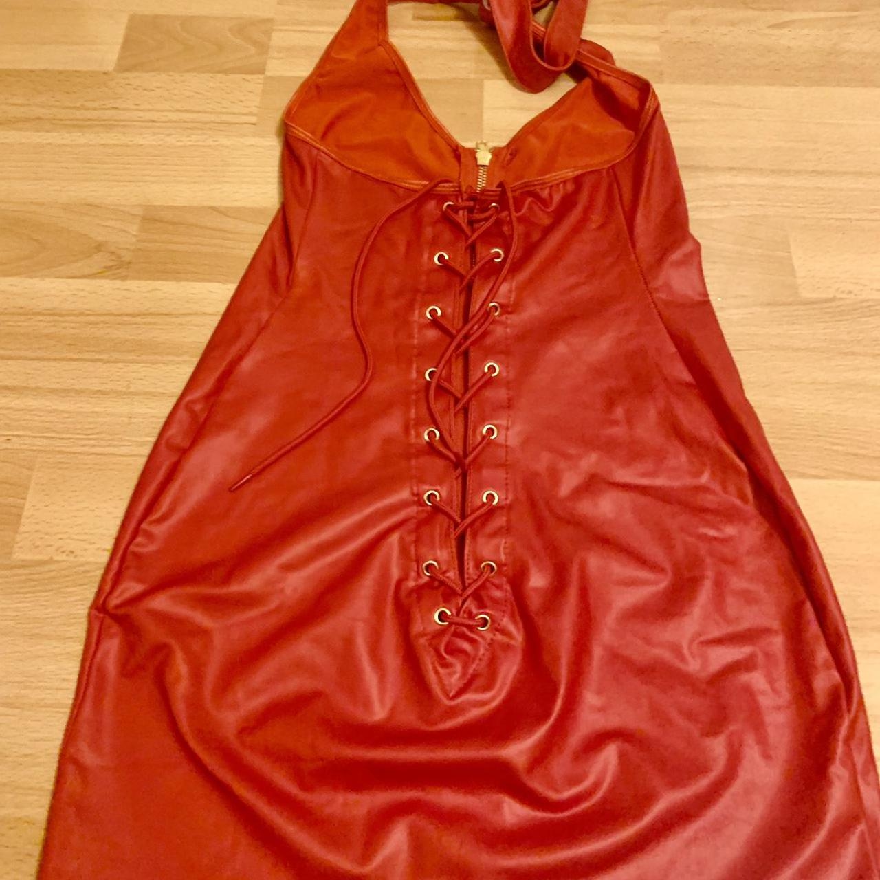 Brand new with tags leather look tight Red sexy... - Depop