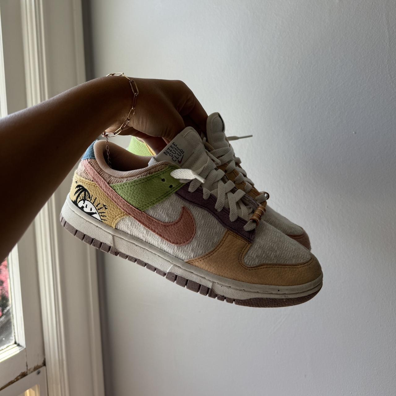 nike sun club dunks! super cute small stain on the... - Depop