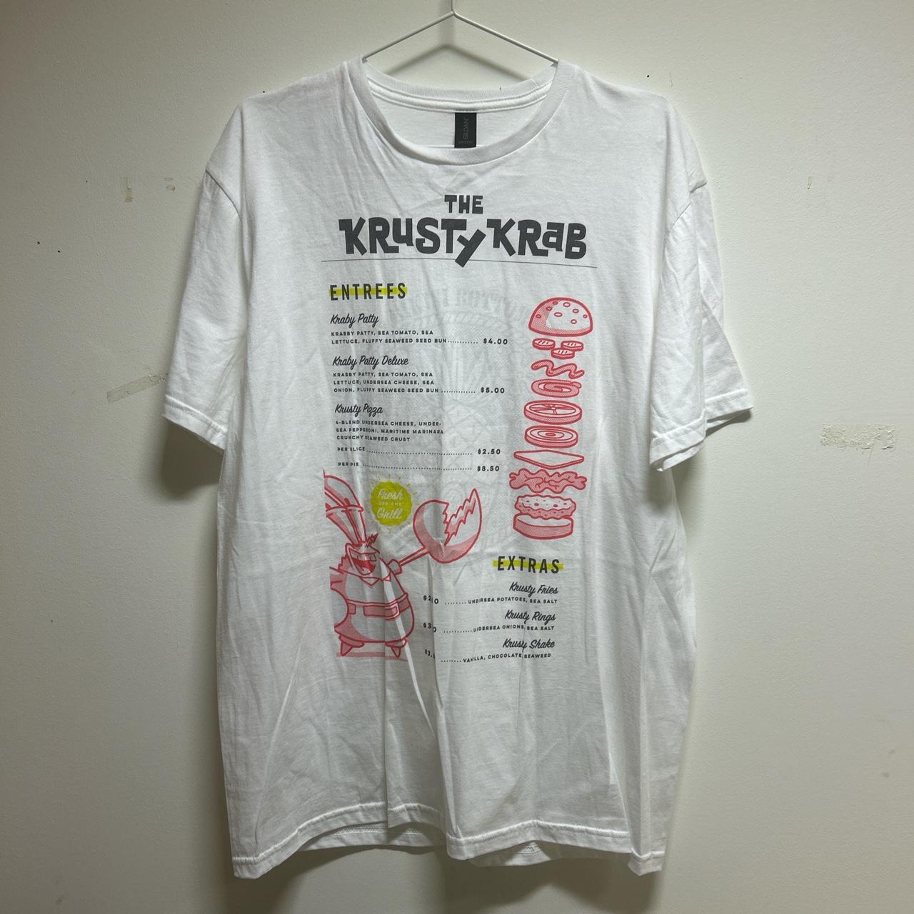 Krusty Krab menu t-shirt. Gildan Tee, size is Large... - Depop