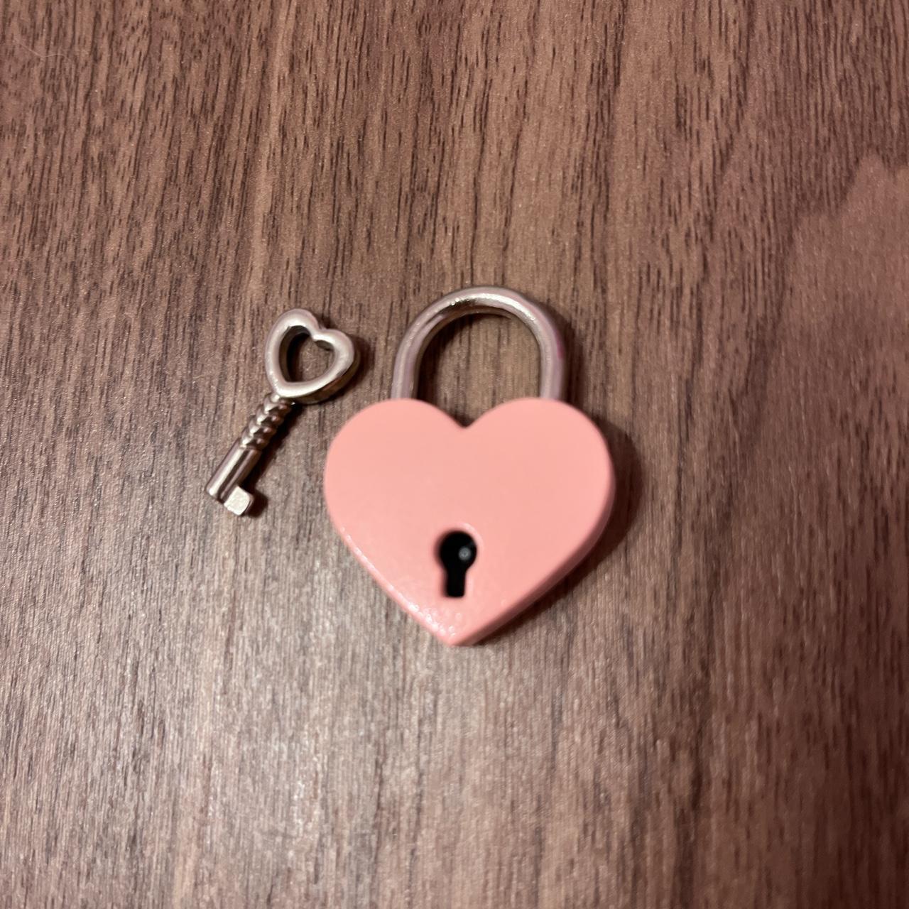 Kawaii Small Metal Heart Shaped Padlock Mini Lock... - Depop