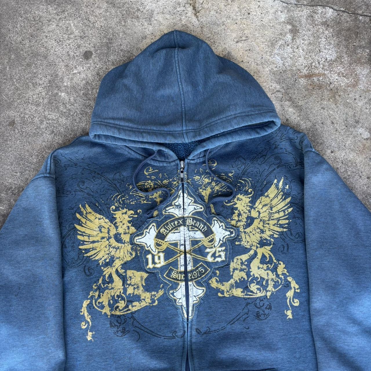 Vintage Y2K Avirex Zip Up Hoodie Size XL... | Depop