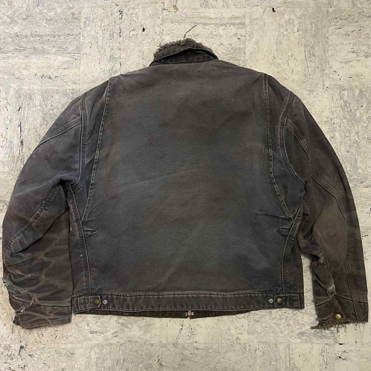 Vintage Carhartt Grey Distressed Detroit Jacket J97... | Depop