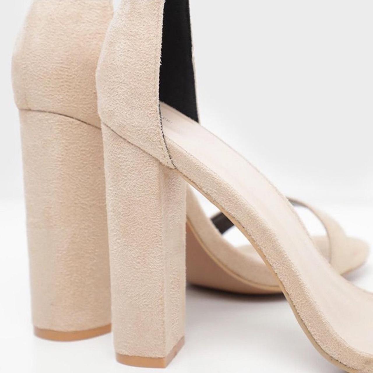 Nude wide fit block heeled sandals never been worn... - Depop