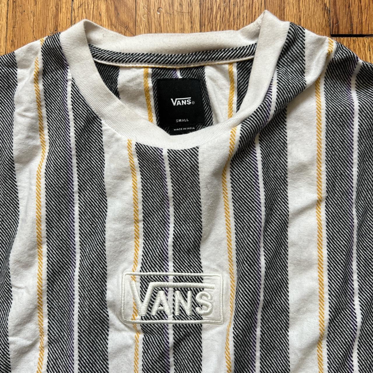 Vans striped t-shirt with gray, yellow, purple,... - Depop