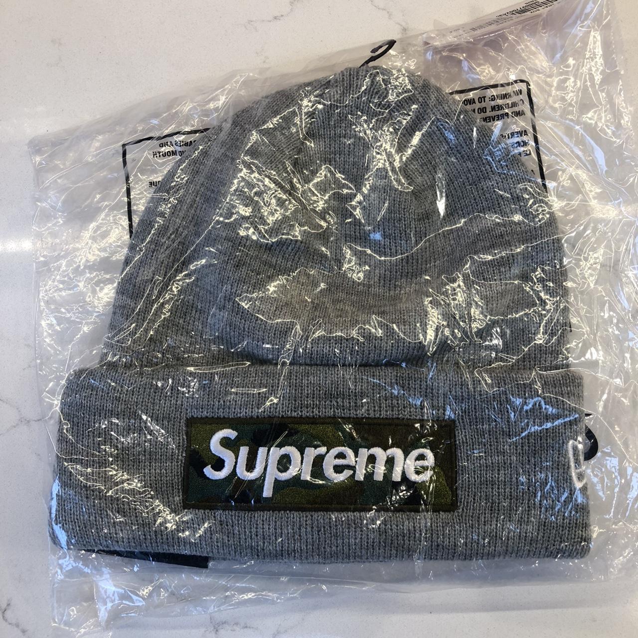 Supreme Box Logo Beanie FW23 - Ash Grey Camo - In... - Depop