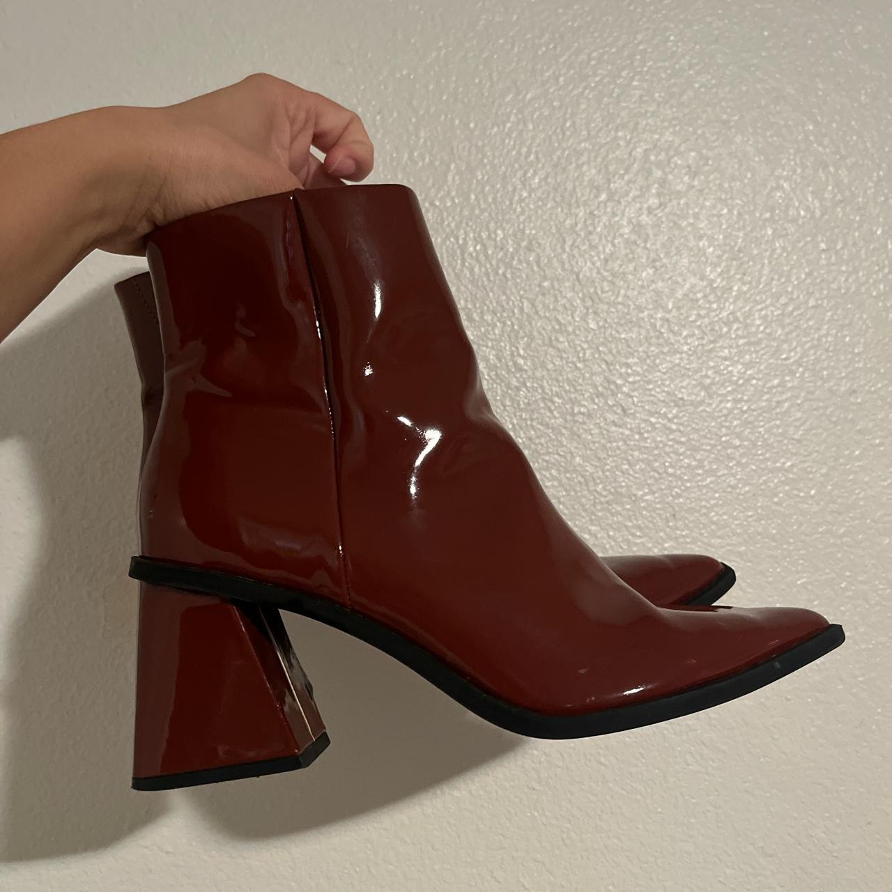 Burgundy Patent Leather Boots Scuffs and small... - Depop