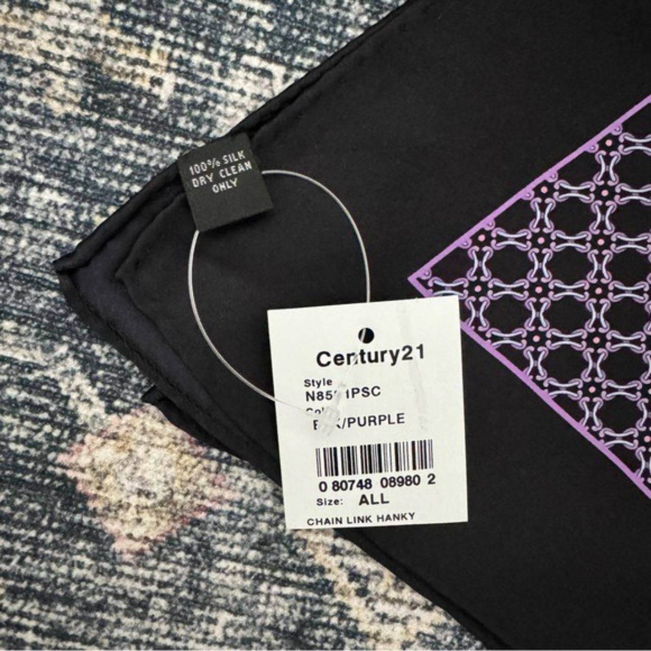 Chain Link Pattern Black Purple Silk Handkerchief... - Depop
