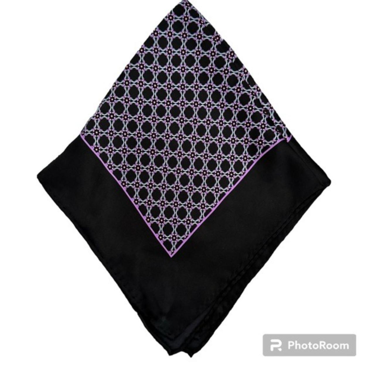 Chain Link Pattern Black Purple Silk Handkerchief... - Depop