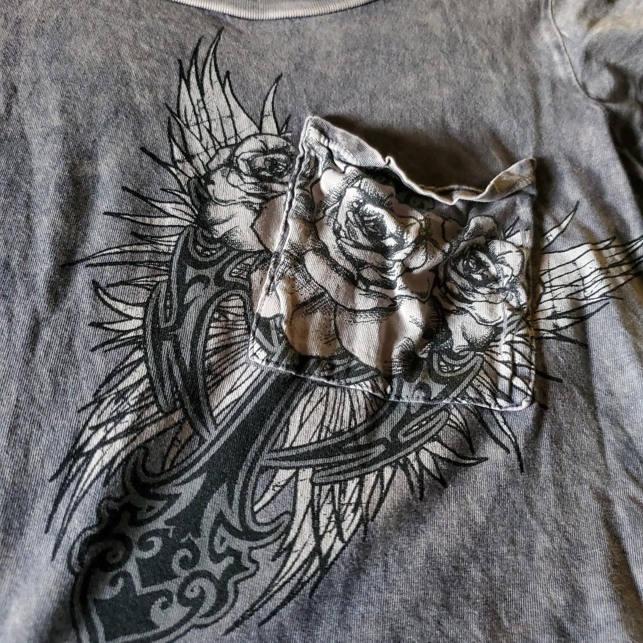 grey cyber goth cropped shirt the back of it has... - Depop