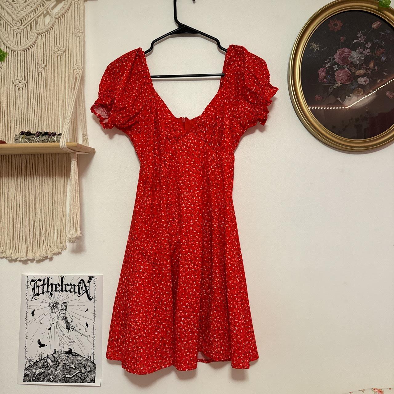 Adorable Red Floral Mini Princess Polly Dress Size Depop