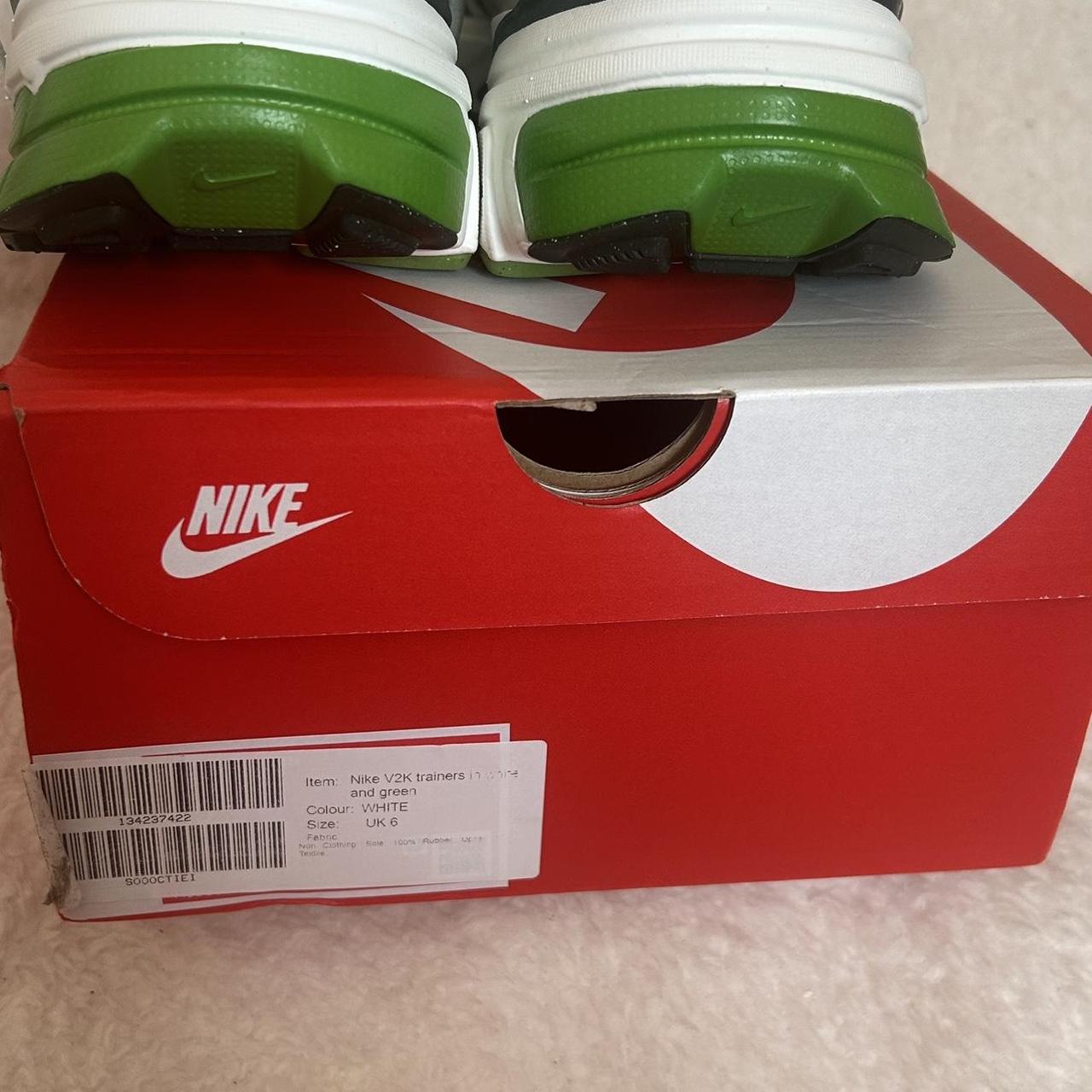 Nike V2K trainers in white and green | Depop